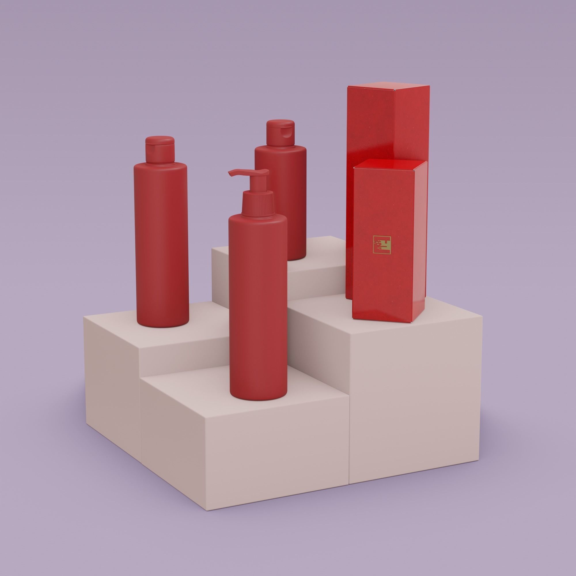 Red cosmetics packaging 3D model | CGTrader