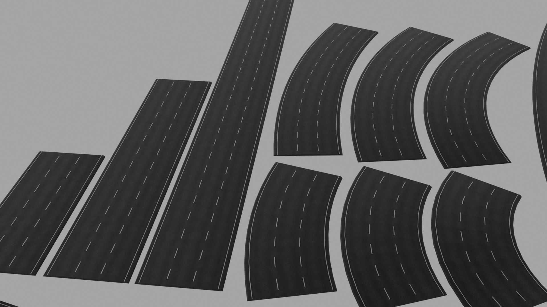 3D model PBR 4K-2K Three-Lane Highway Roads Clean VR / AR / low-poly ...