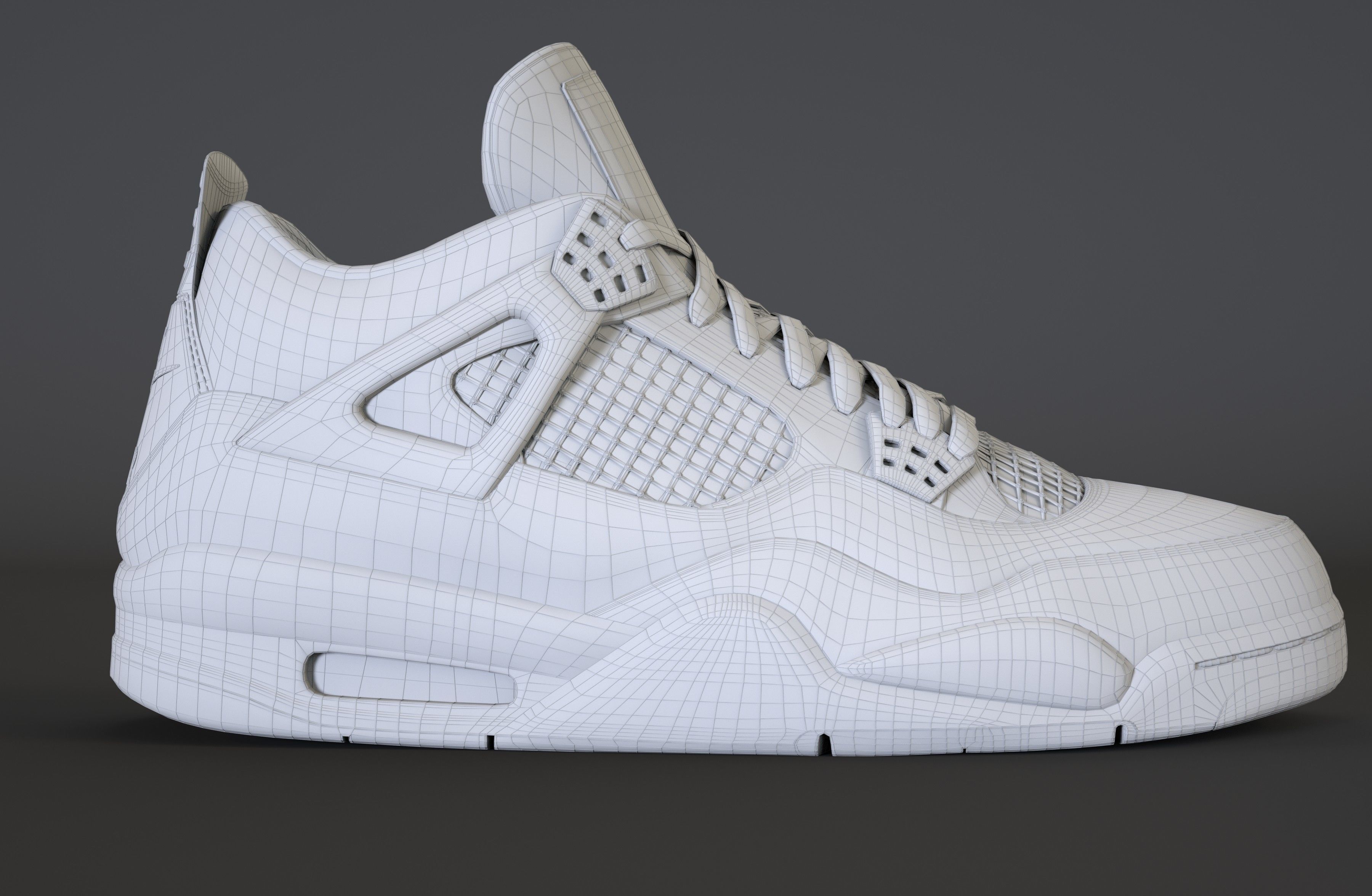 3D model Nike Air Jordan 4 Retro White Cement Shoe VR / AR / low-poly ...
