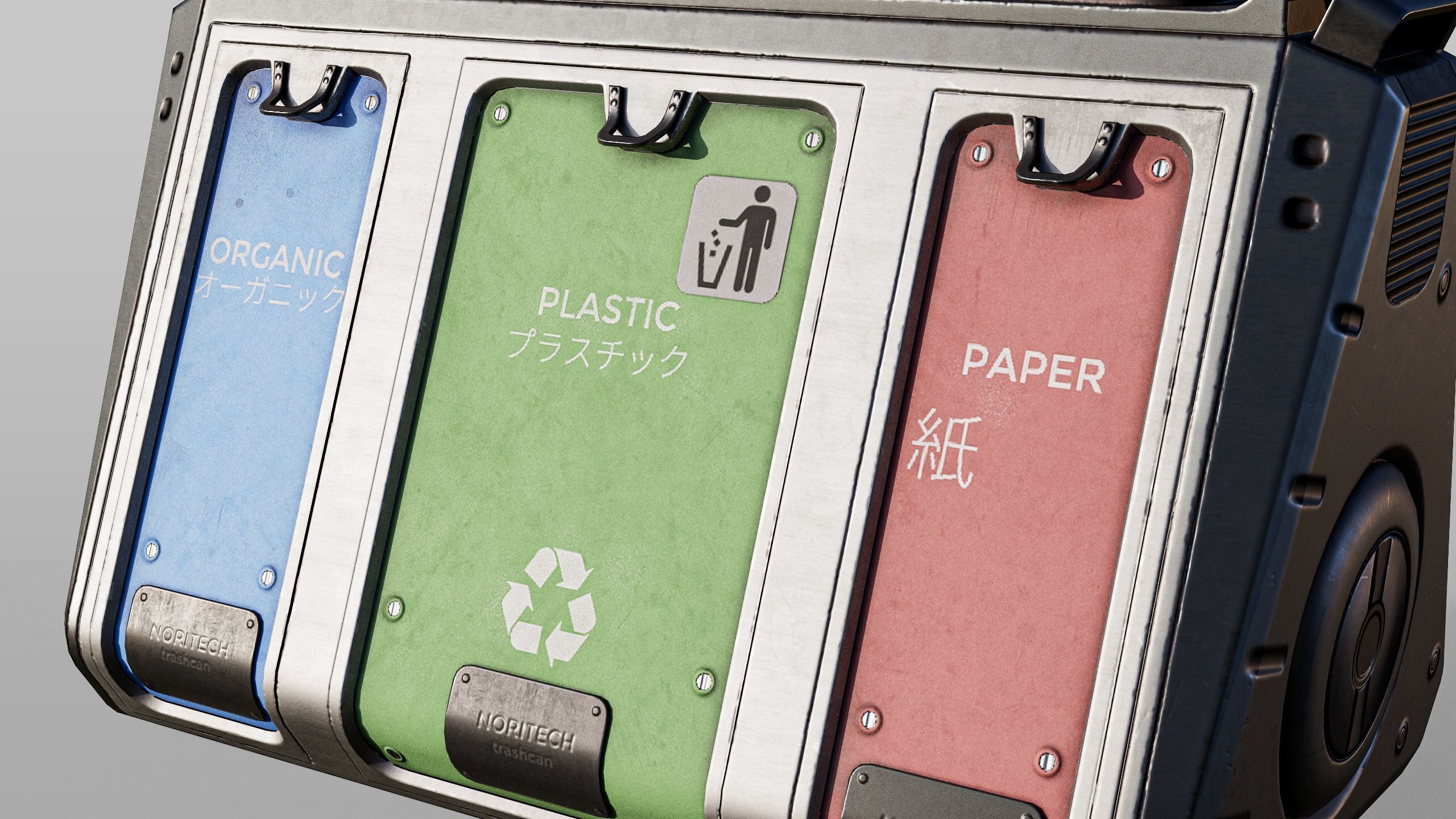 3D model Cyberpunk street trash bin prop VR / AR / low-poly | CGTrader