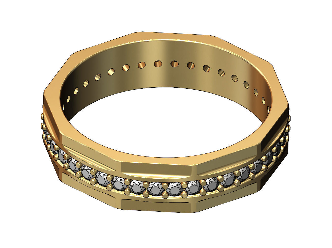 Faceted wide diamond line band US size 6 7 8 3D model 3D printable ...