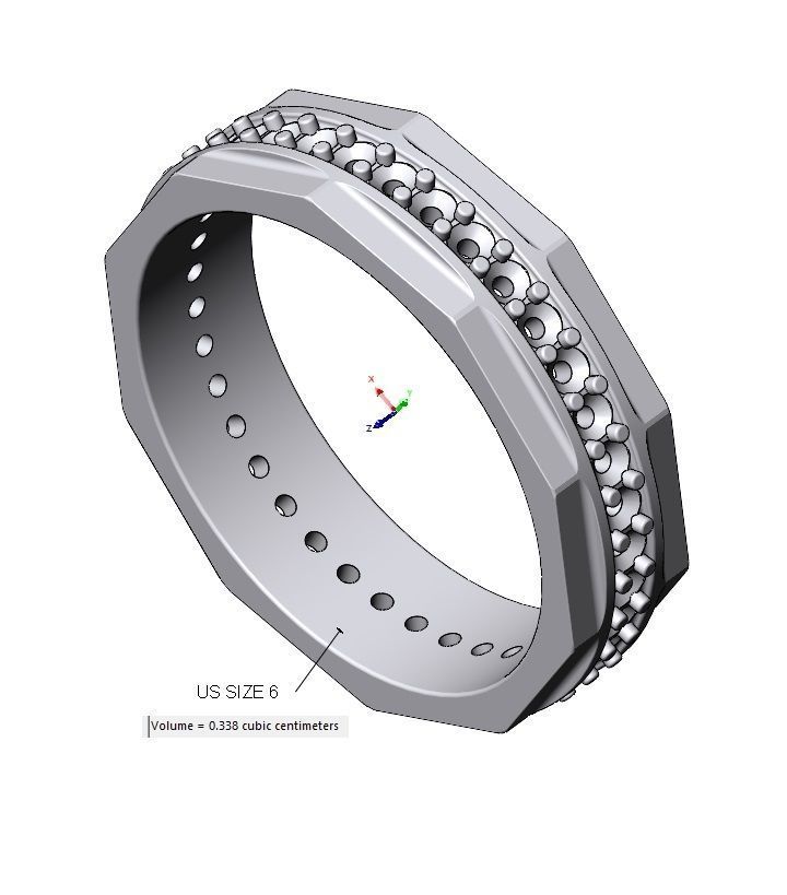 Faceted wide diamond line band US size 6 7 8 3D model 3D printable ...