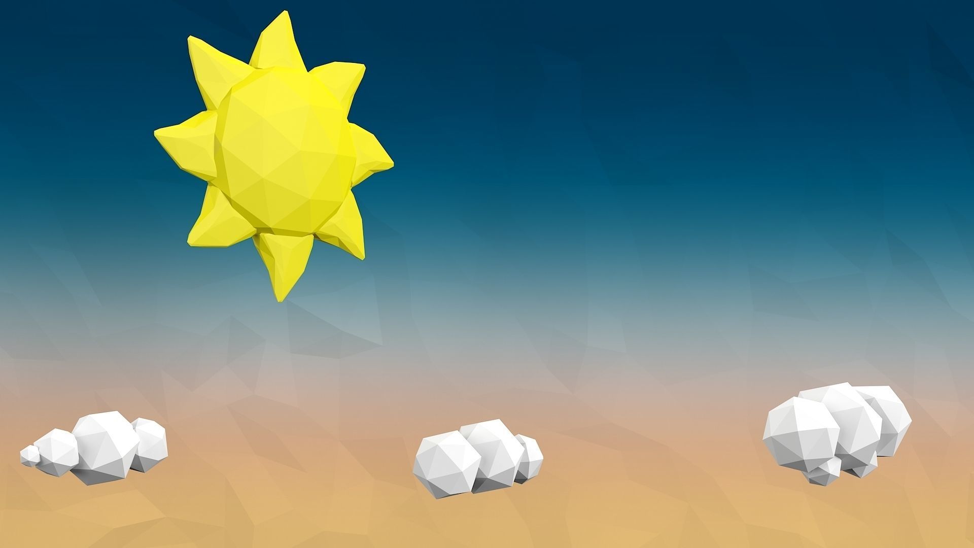 3D model Cartoon low poly sun and clouds VR / AR / low-poly | CGTrader