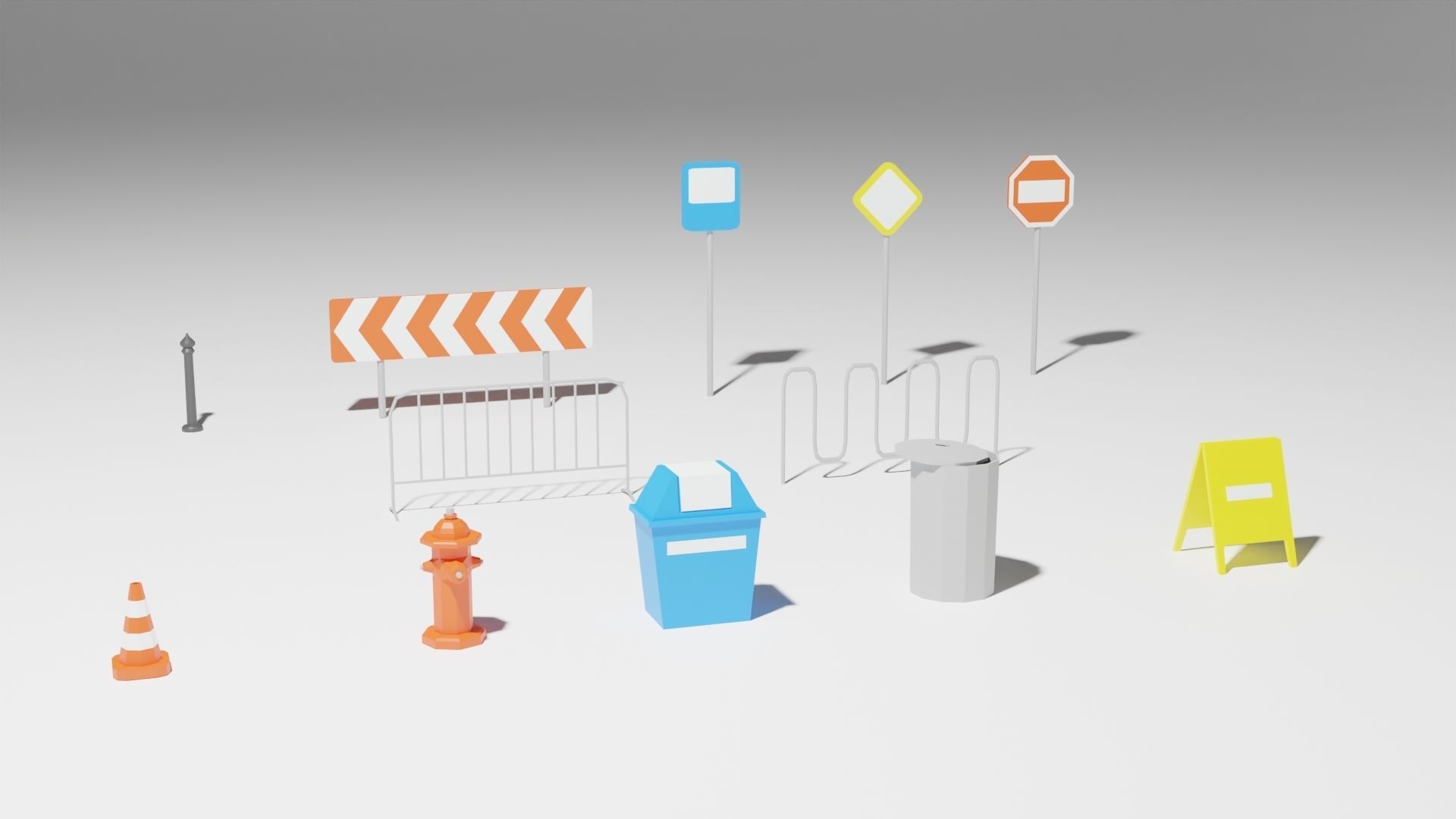 3D model 30 Low Poly Street Assets VR / AR / low-poly | CGTrader