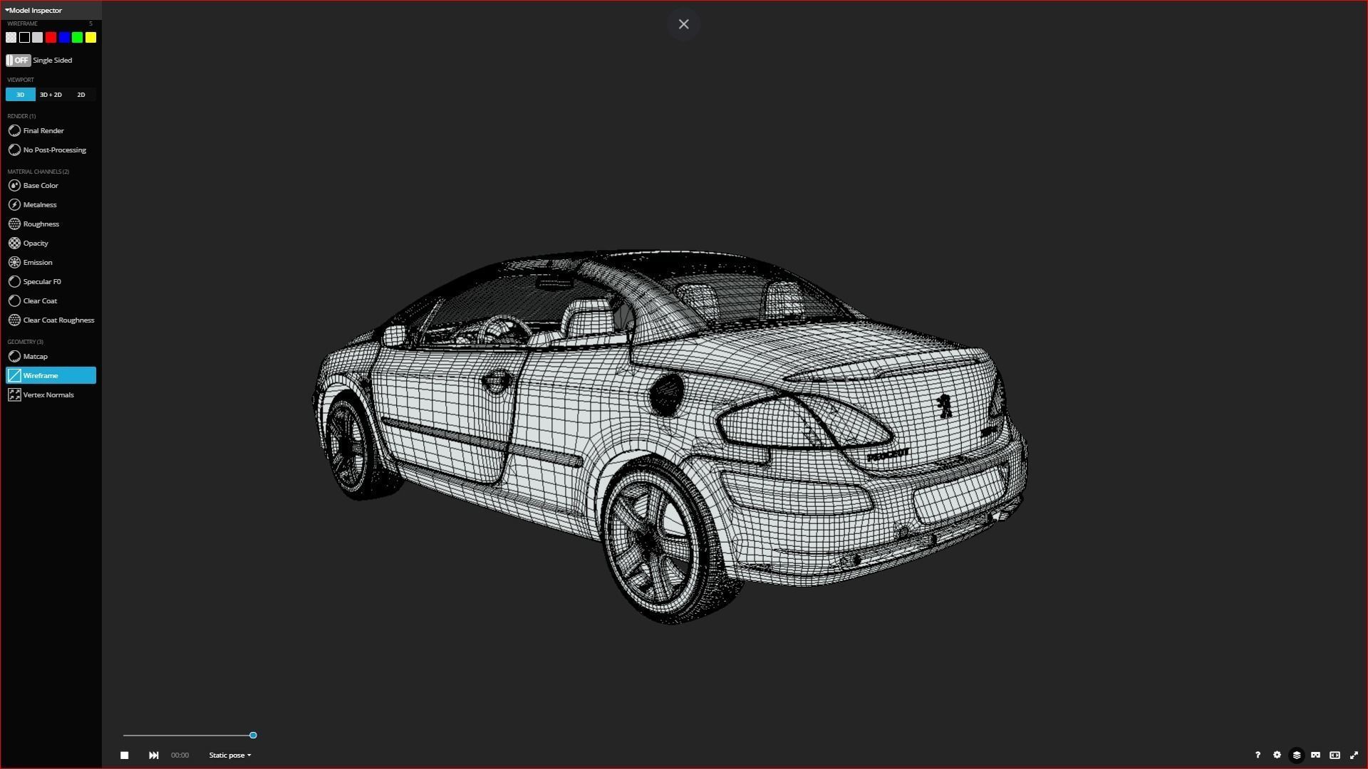 Peugeot 307 CC 3D model animated | CGTrader