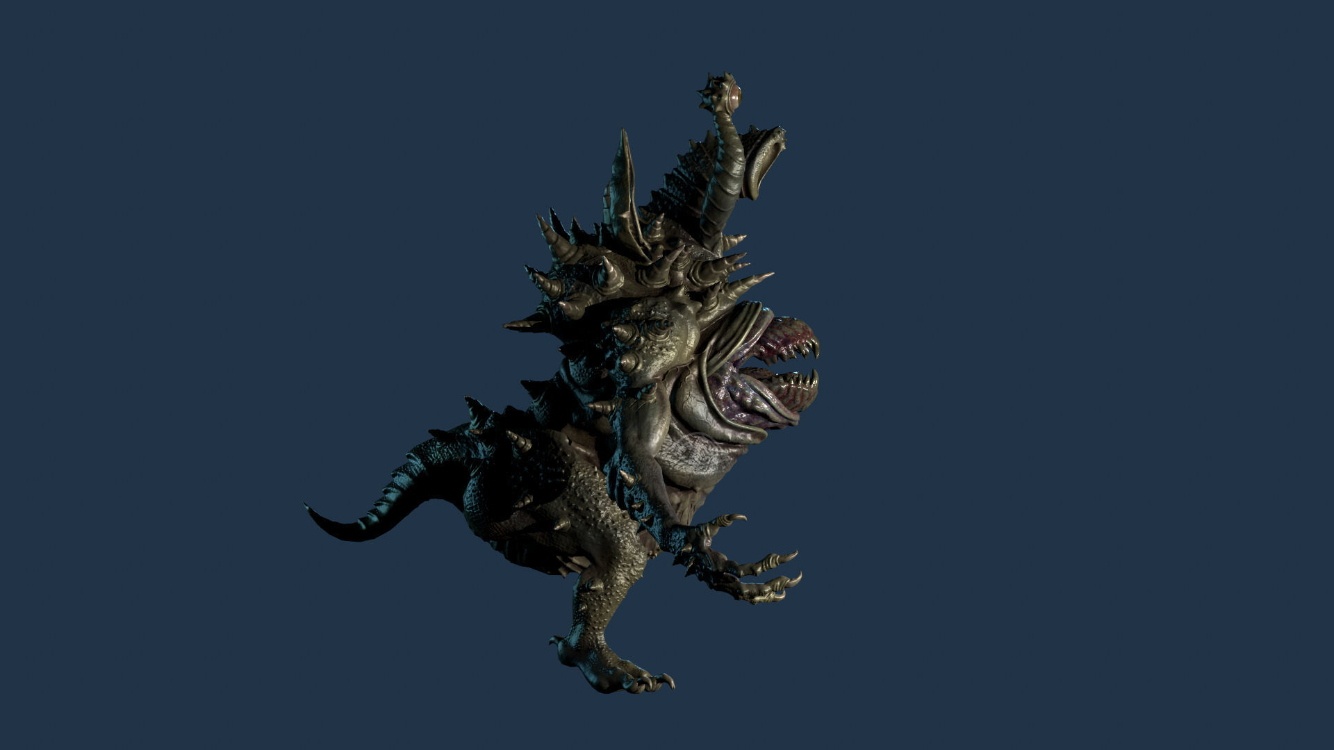 3D model Sniffer creature with horns and claws VR / AR / low-poly ...