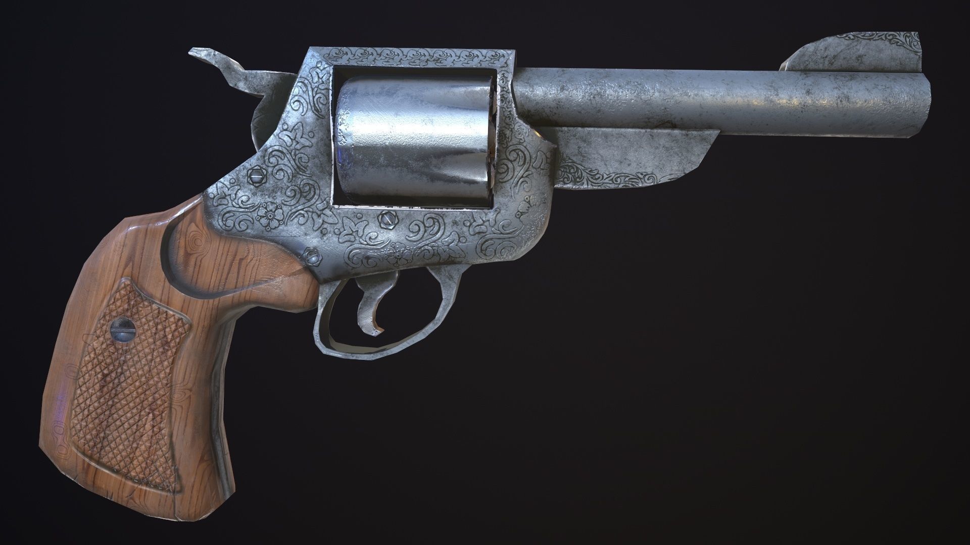 3D model low poly revolver VR / AR / low-poly | CGTrader