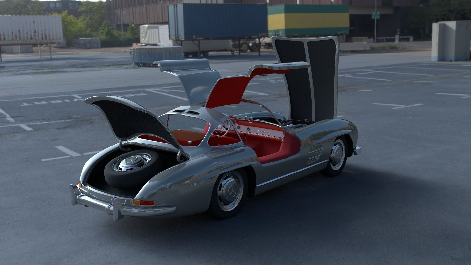 Fully Modelled Rigged Mercedes 300SL Gullwing HDRI 3D model rigged ...