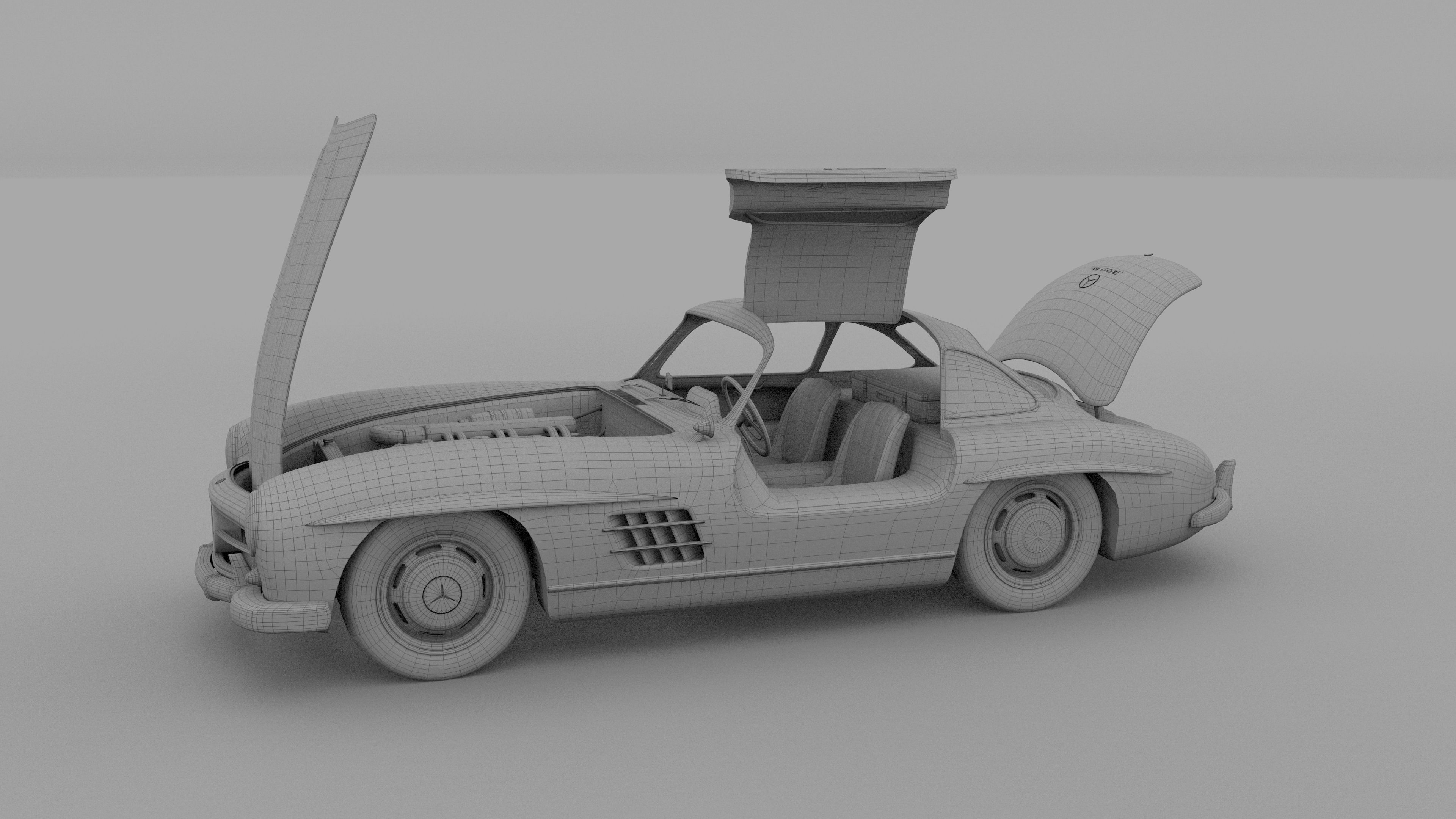 Fully Modelled Rigged Mercedes 300SL Gullwing HDRI 3D model rigged ...