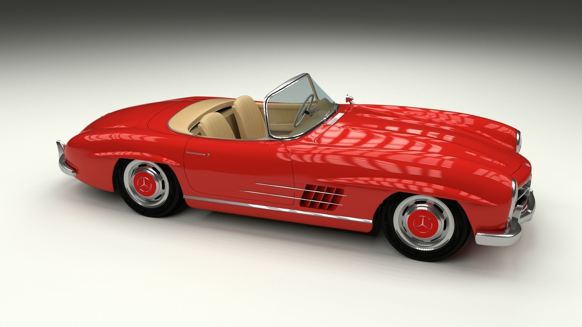Fully Modelled Mercedes 300SL Roadster Red HDRI 3D model | CGTrader
