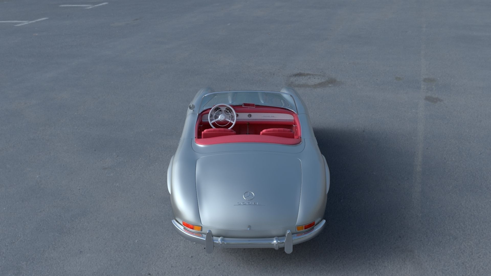 Fully Modelled Mercedes 300SL Roadster Silver HDRI 3D model | CGTrader