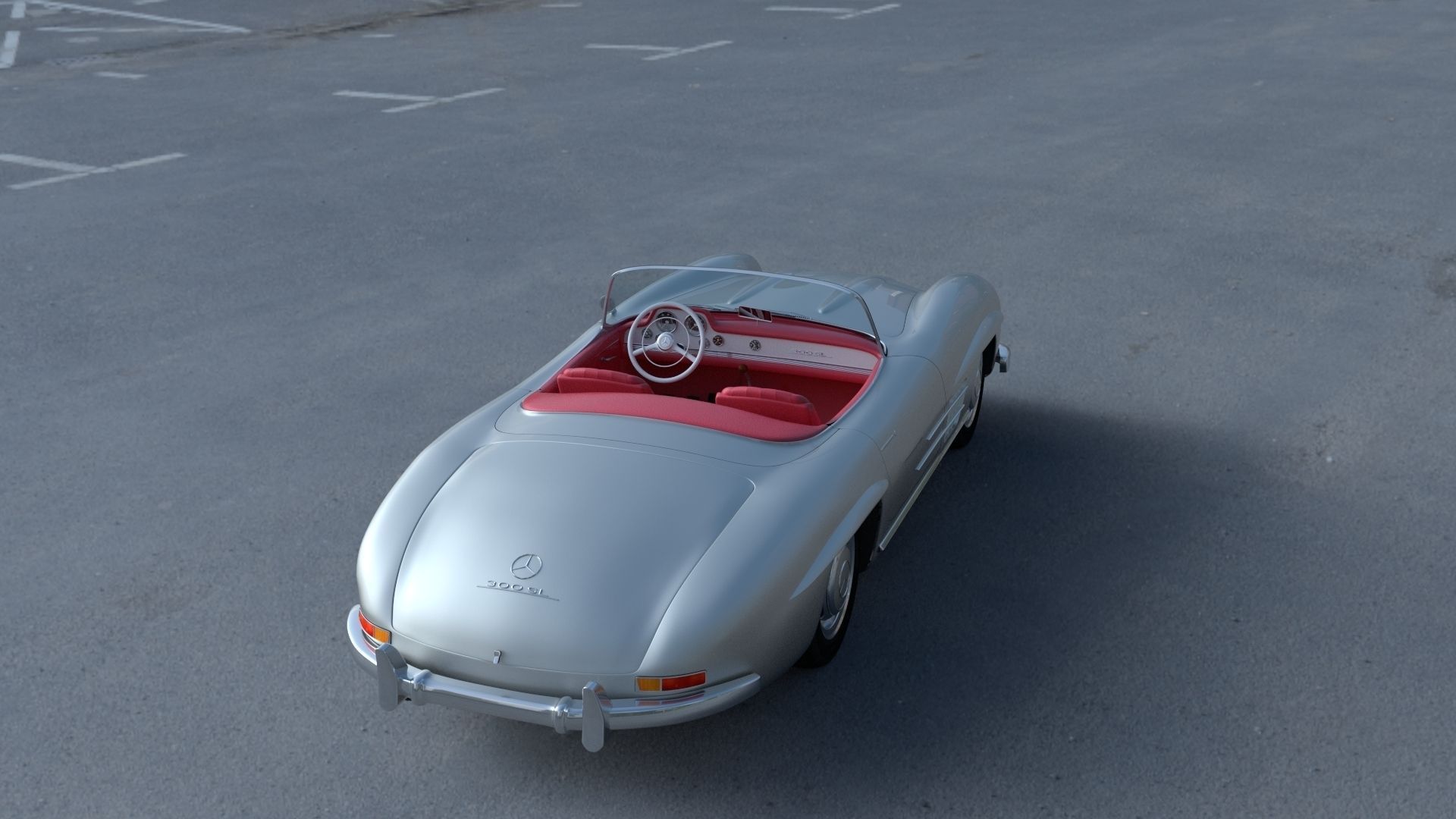 Fully Modelled Mercedes 300SL Roadster Silver HDRI 3D model | CGTrader