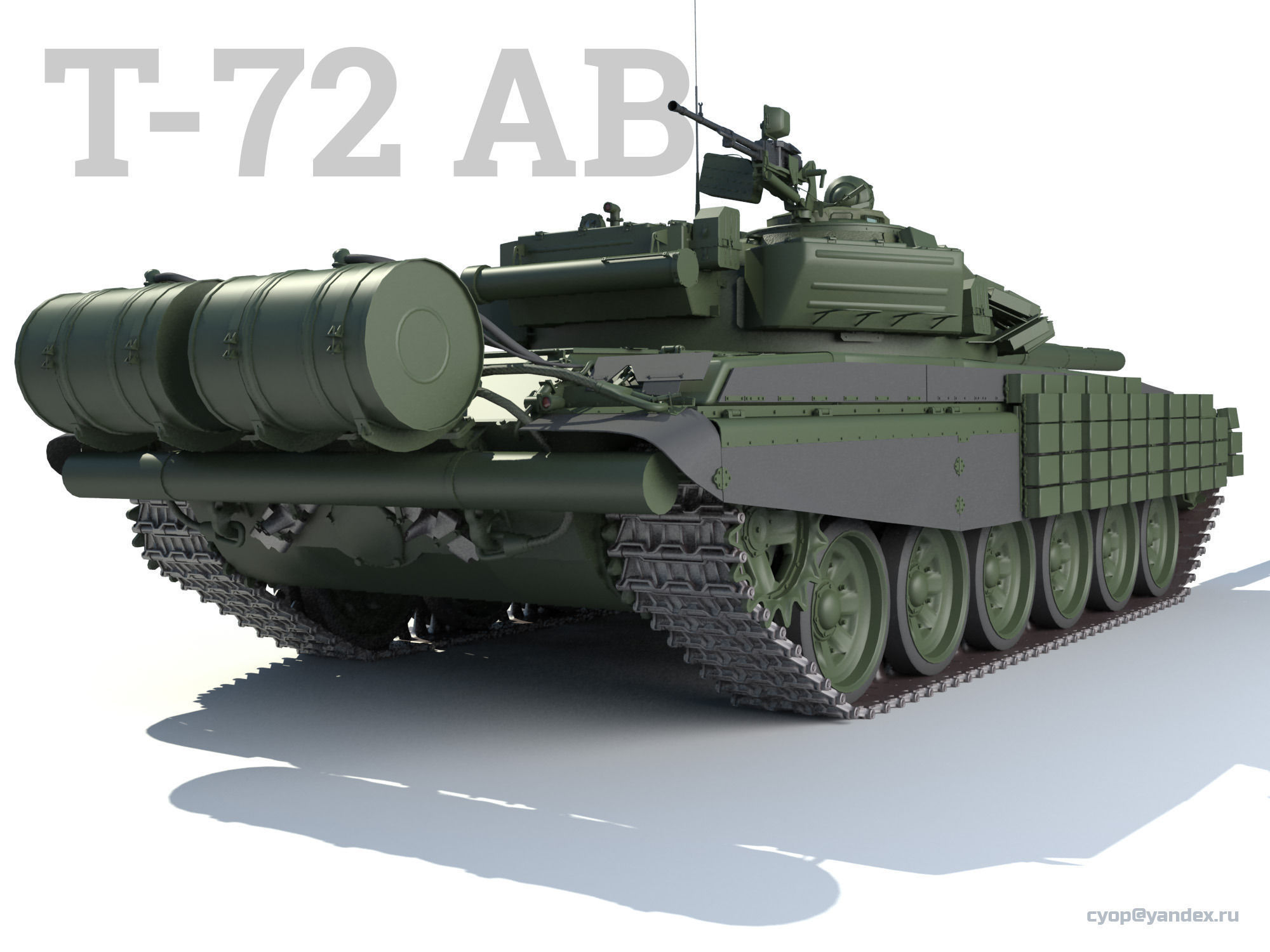 T-72AV Russian main battle tank 2 in 1 3D model | CGTrader