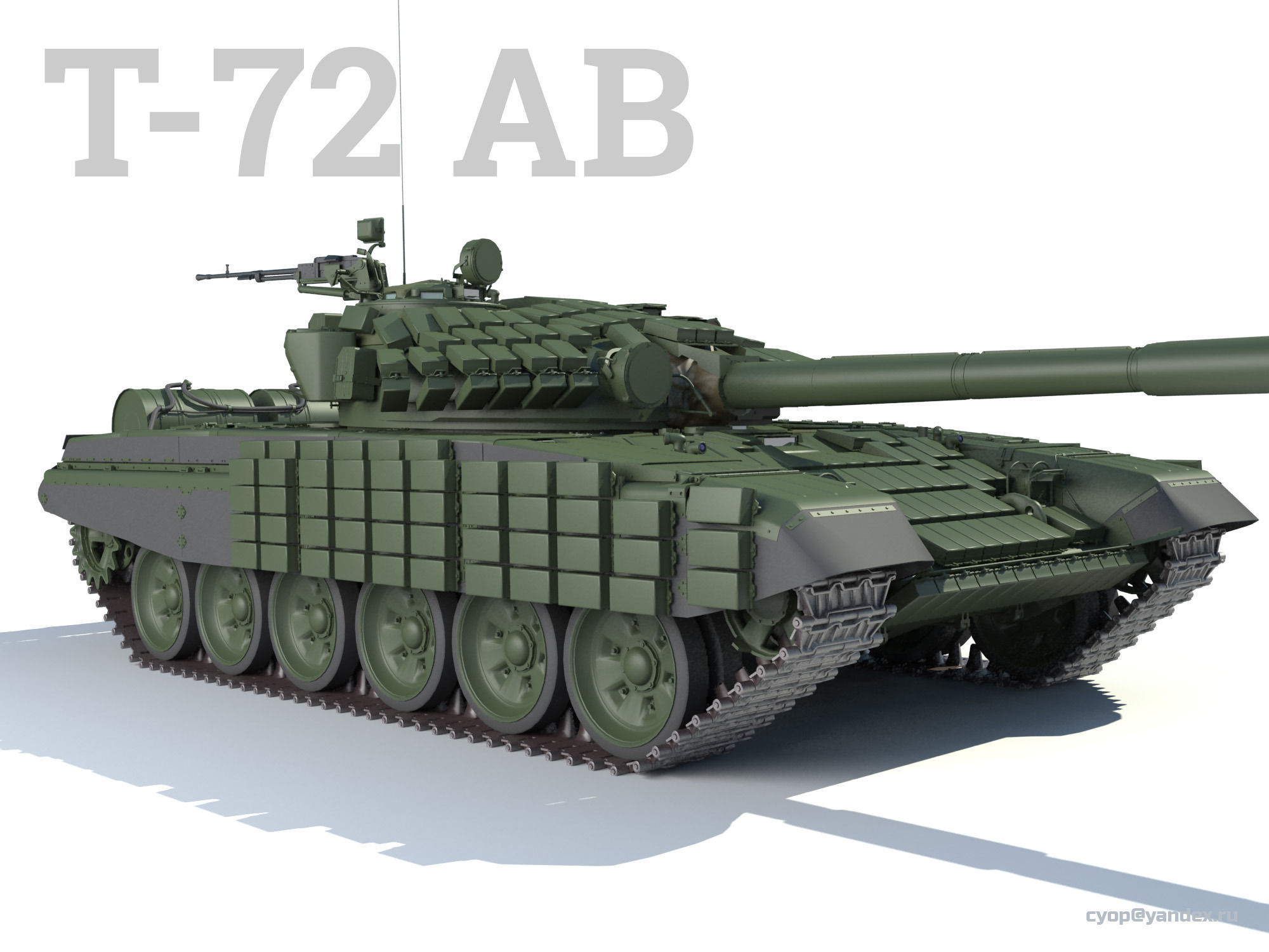 T-72AV Russian main battle tank 2 in 1 3D model | CGTrader