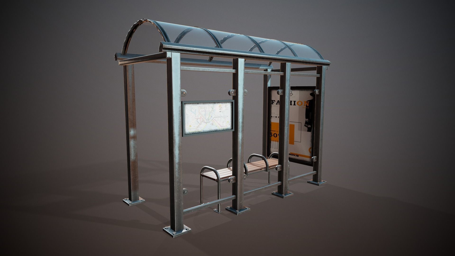 3D model Bus Stop - Tutorial Included VR / AR / low-poly | CGTrader