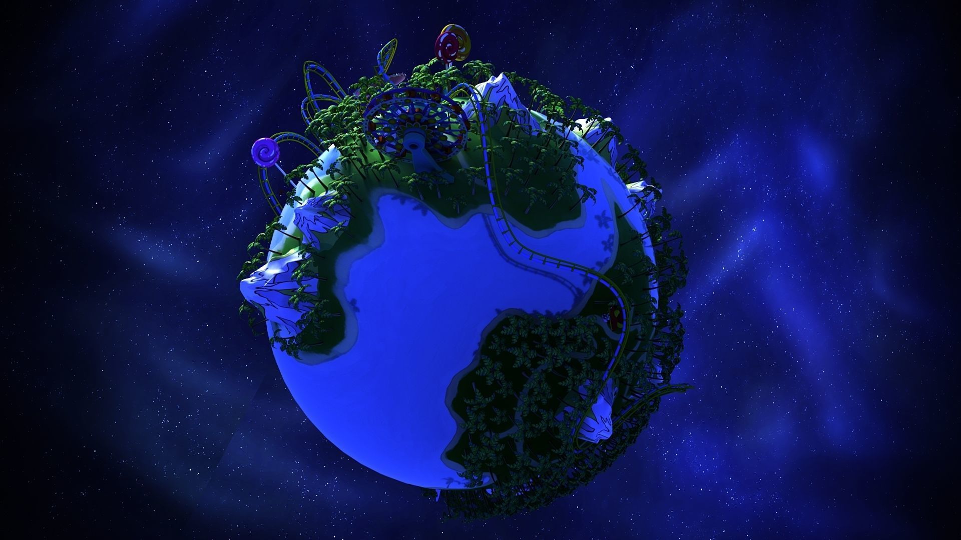 3D model toy planet small world carousels Amusement VR / AR / low-poly ...