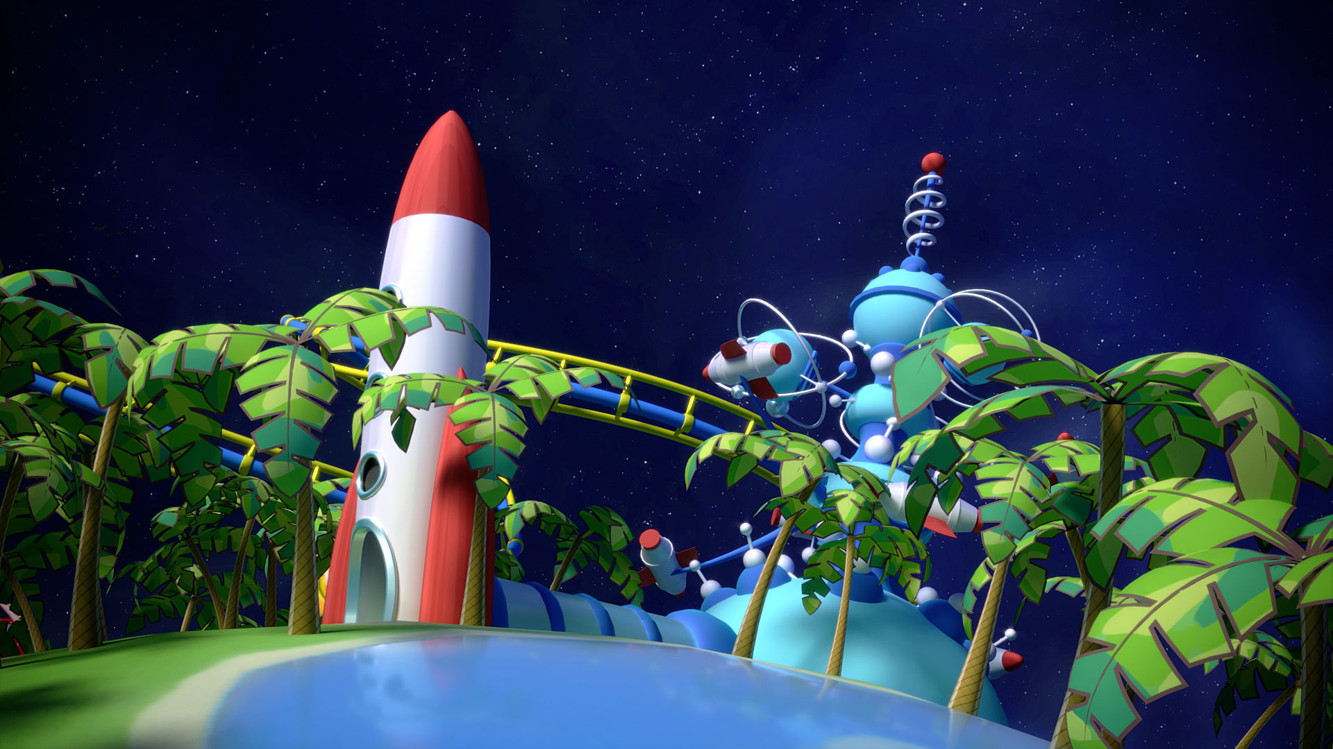 3D model toy planet small world carousels Amusement VR / AR / low-poly ...