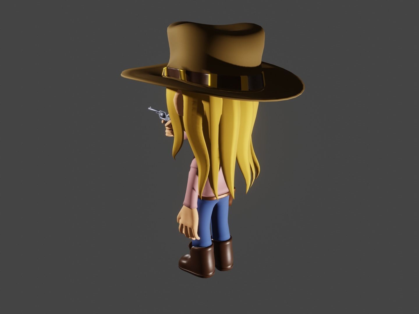 3D model animated western cowgirl - female cowboy - anime - toon VR ...