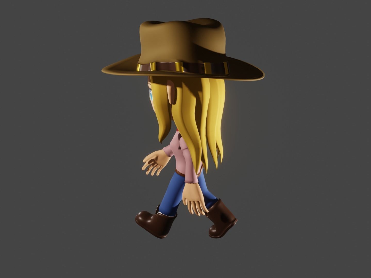 3D model animated western cowgirl - female cowboy - anime - toon VR ...