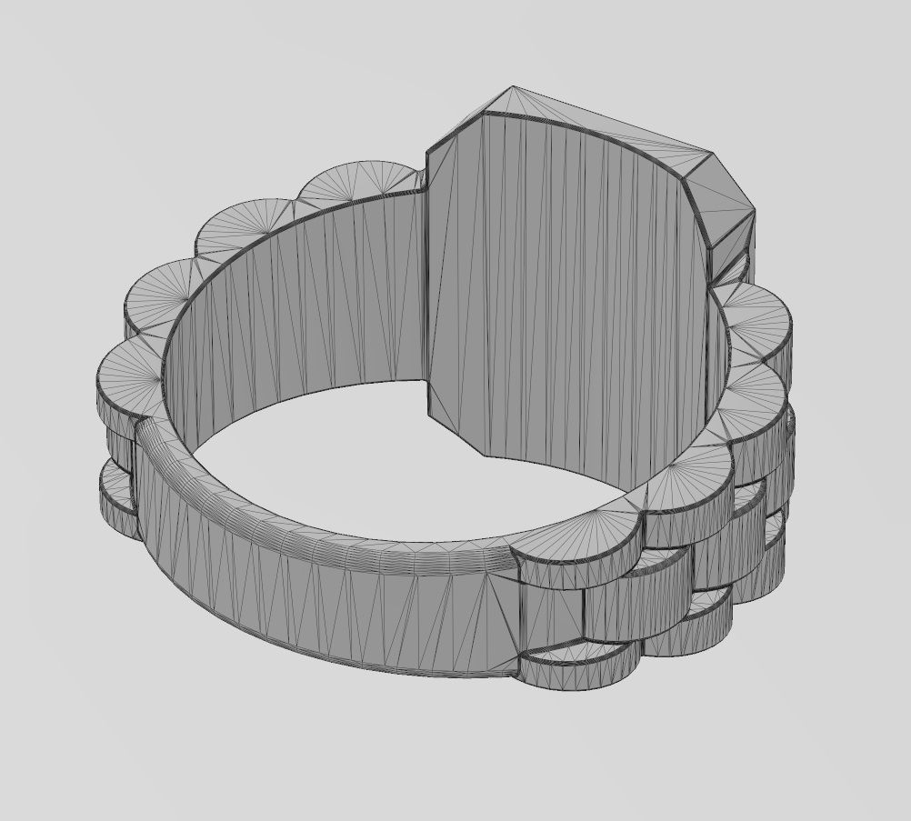 Presidentail link rectangular tag signet ring US size 6to10 3D model 3D ...