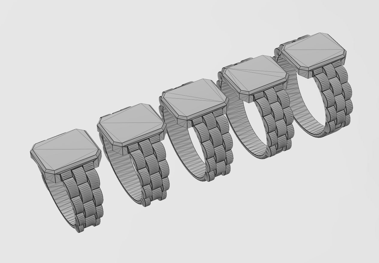 Presidentail link rectangular tag signet ring US size 6to10 3D model 3D ...