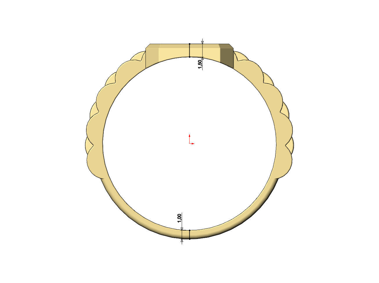 Presidentail link rectangular tag signet ring US size 6to10 3D model 3D ...