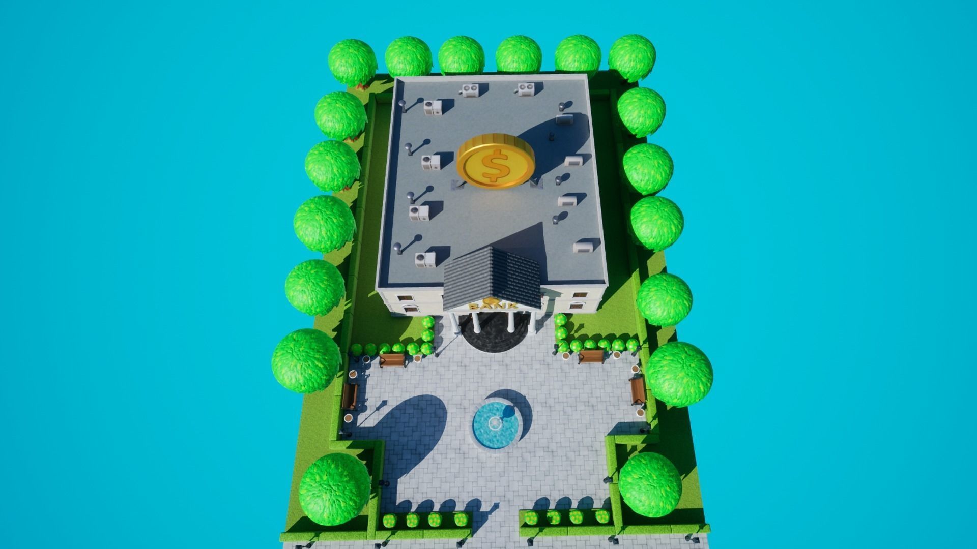 3D model Stylized Bank Exterior VR / AR / low-poly | CGTrader