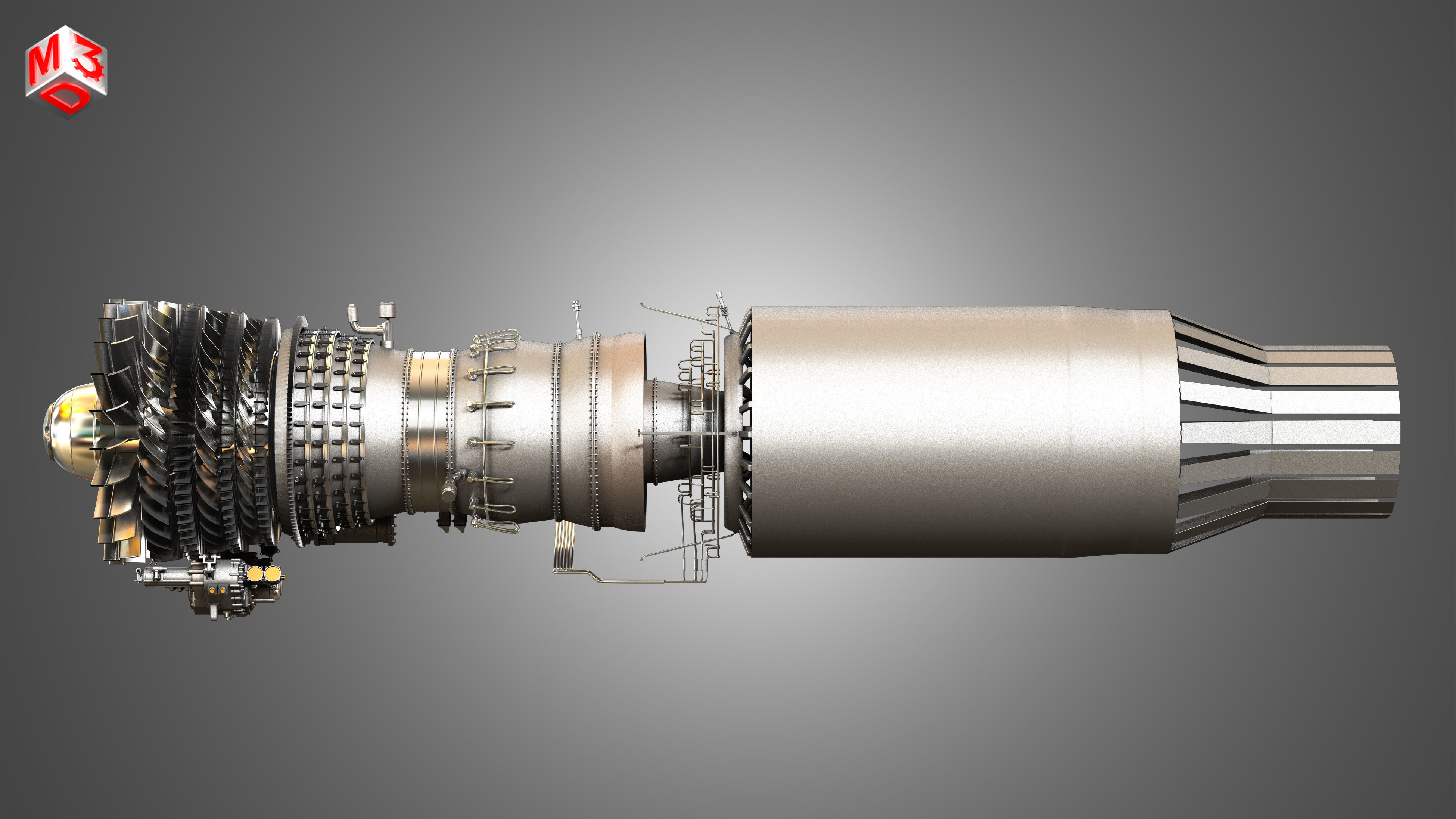 F100 - PW - 220 Turbofan Engine - with Interior Parts 3D model | CGTrader