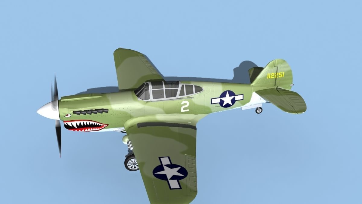 Curtiss P-40F Warhawk V01 USAAF 3D model animated rigged | CGTrader