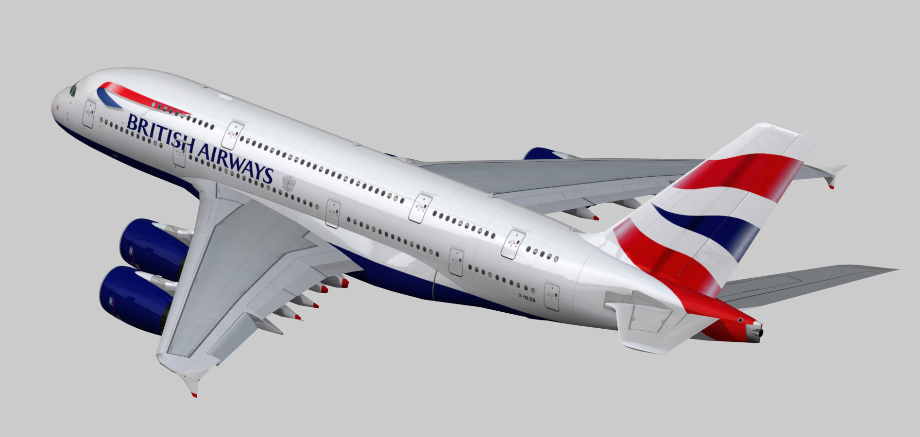 3D model Airbus 380-8 British Airways livery VR / AR / low-poly rigged ...