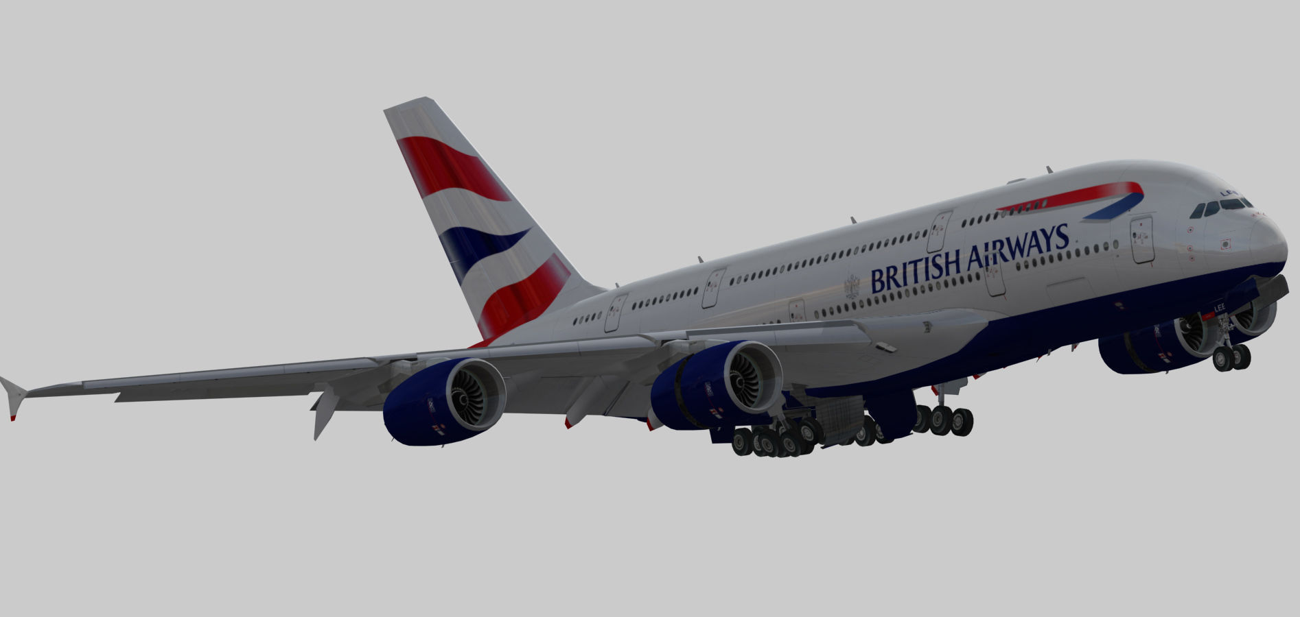 3D model Airbus 380-8 British Airways livery VR / AR / low-poly rigged ...