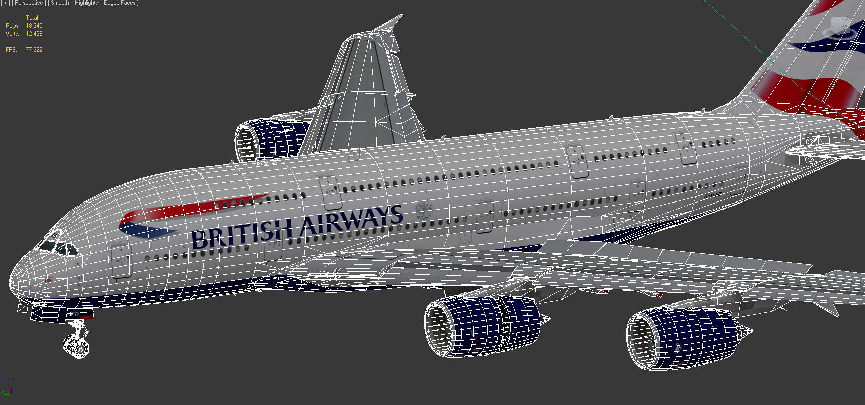 3D model Airbus 380-8 British Airways livery VR / AR / low-poly rigged ...