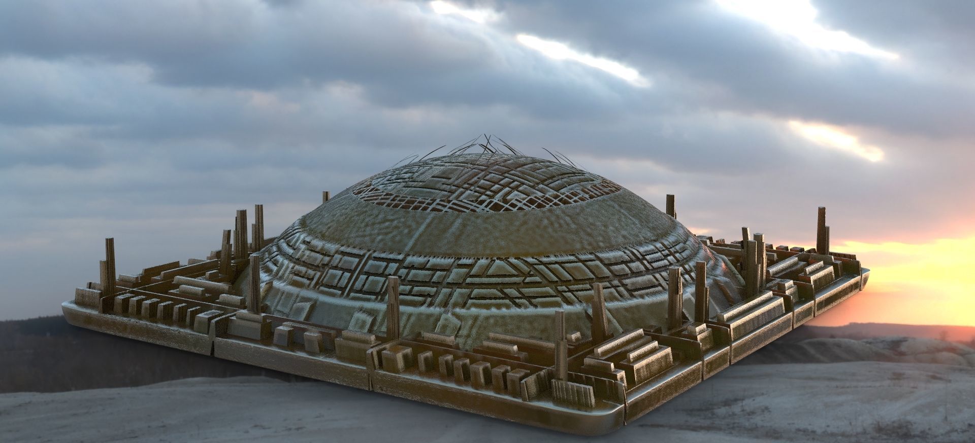Sci fi Dome city 3D model | CGTrader