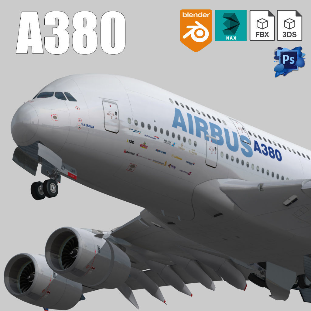 3D model Airbus A380-8 Home livery VR / AR / low-poly rigged animated ...