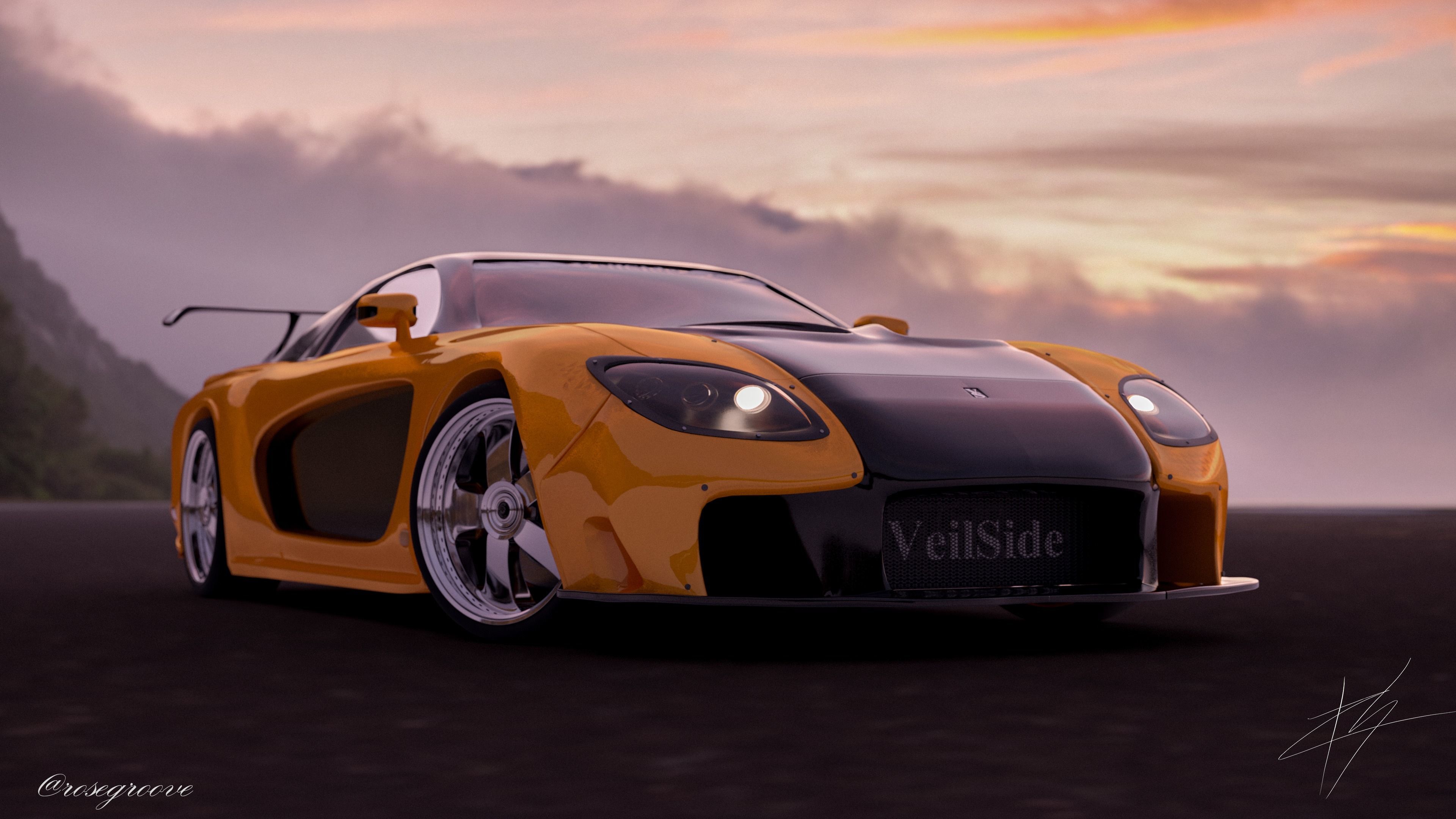 Hans Mazda Rx7 Veilside 3D model rigged | CGTrader