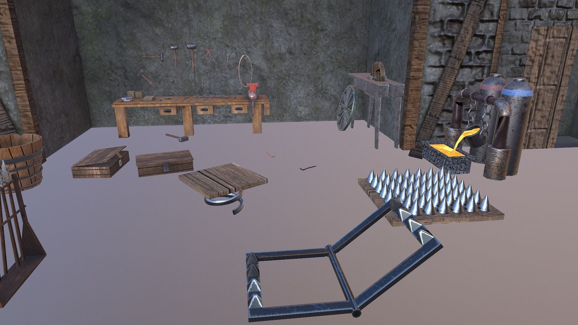 3D model Medieval Trap Workshop VR / AR / low-poly | CGTrader