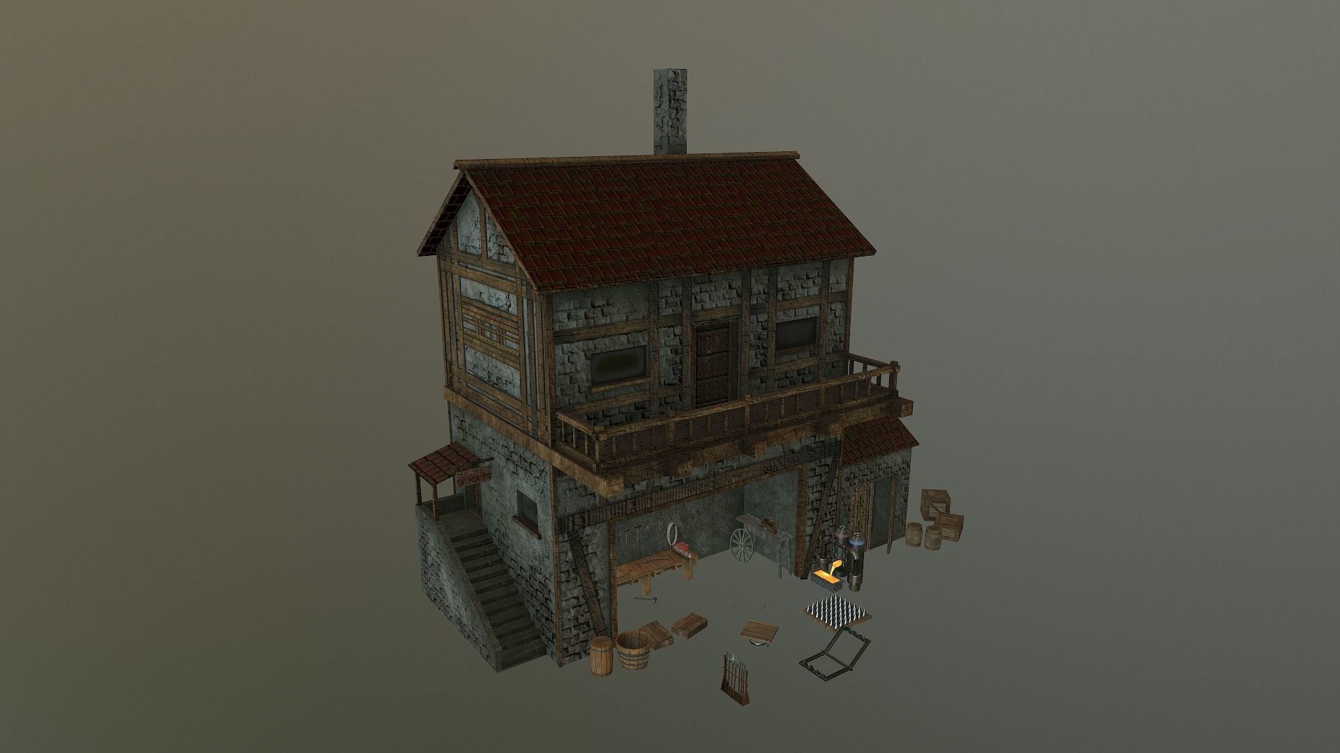 3D model Medieval Trap Workshop VR / AR / low-poly | CGTrader