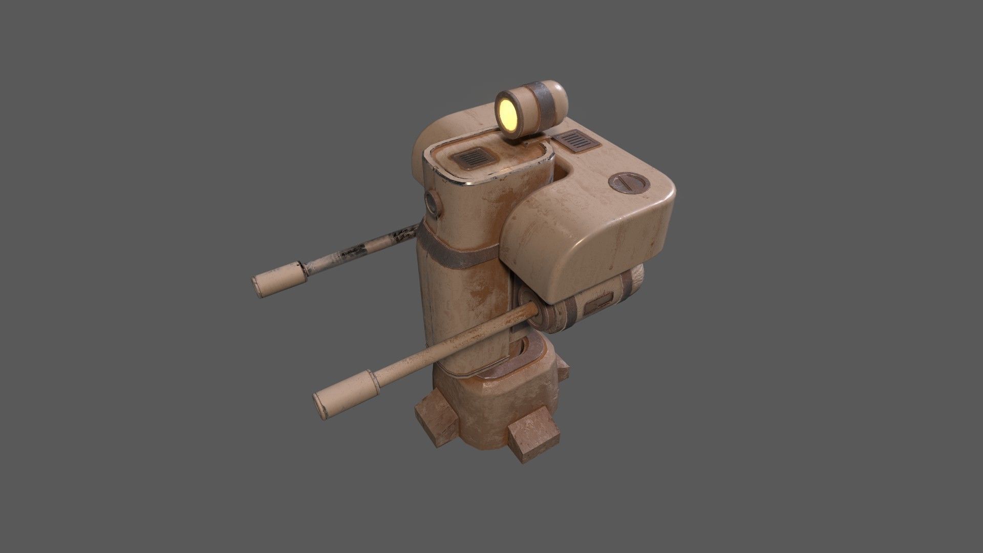 3D model Stylized Gun Turret Equipped With Searchlight VR / AR / low ...