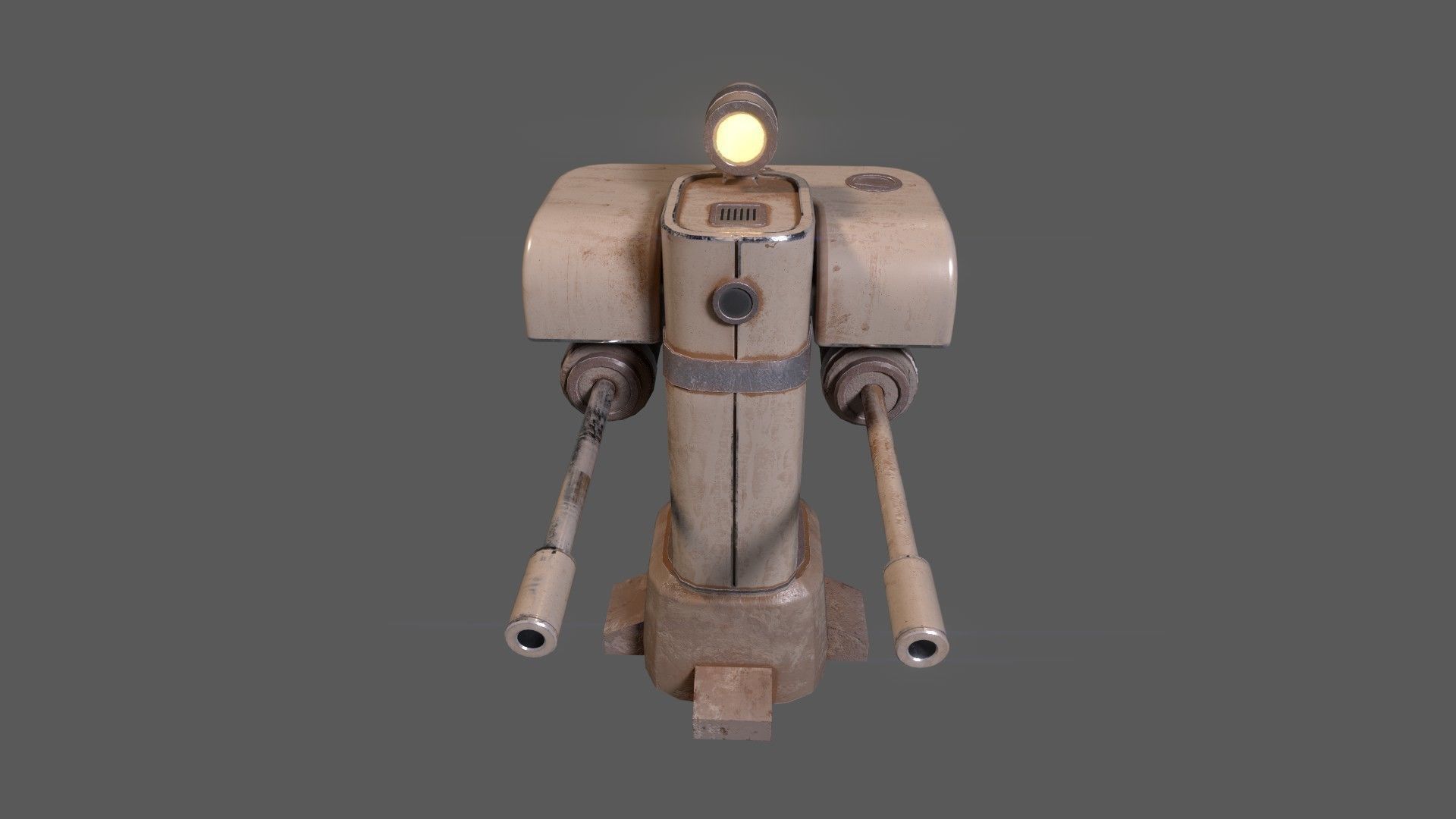 3D model Stylized Gun Turret Equipped With Searchlight VR / AR / low ...