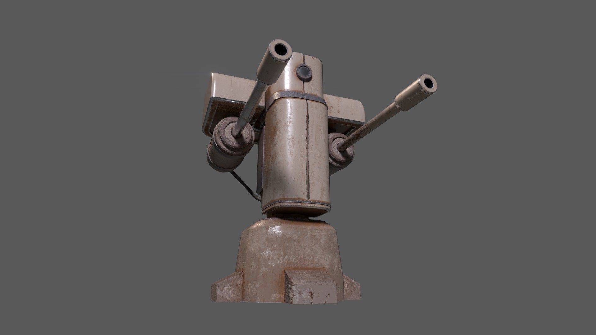 3D model Stylized Gun Turret Equipped With Searchlight VR / AR / low ...