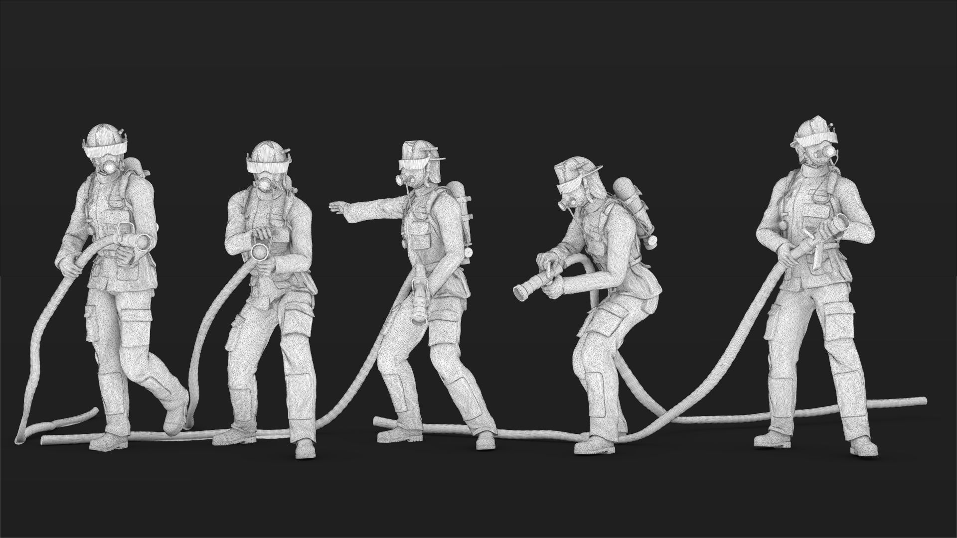 Fireman figures Set 02 3D model 3D printable | CGTrader