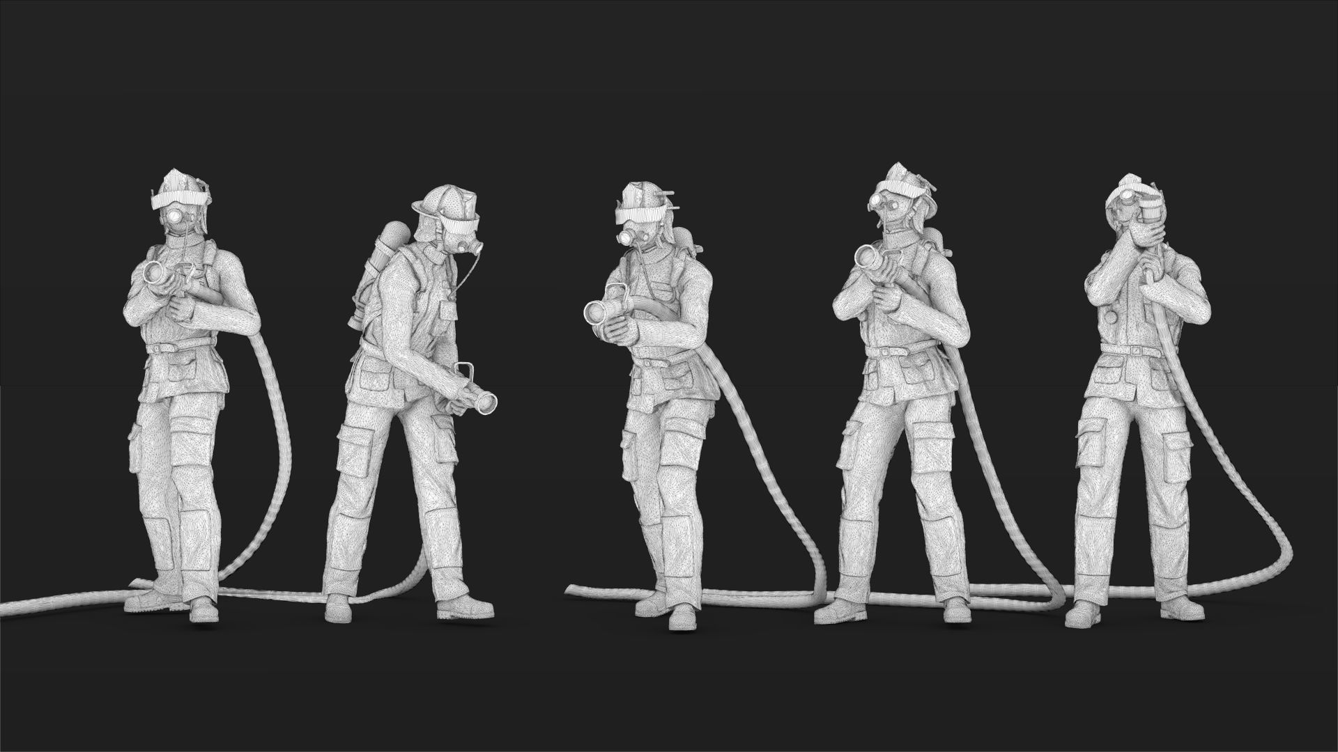 Fireman figures Set 02 3D model 3D printable | CGTrader
