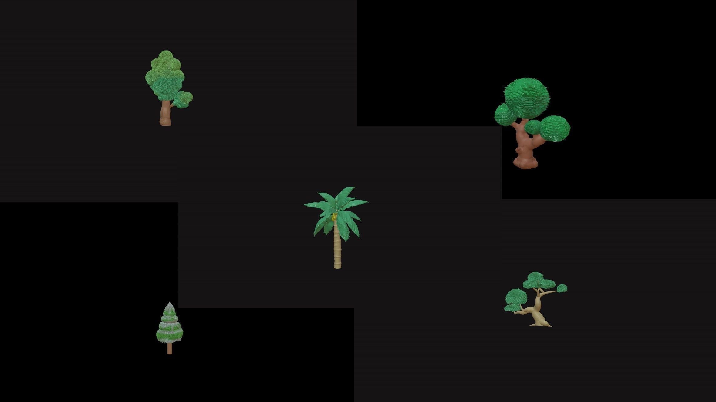 Tree set model 3D 3D model 3D printable | CGTrader