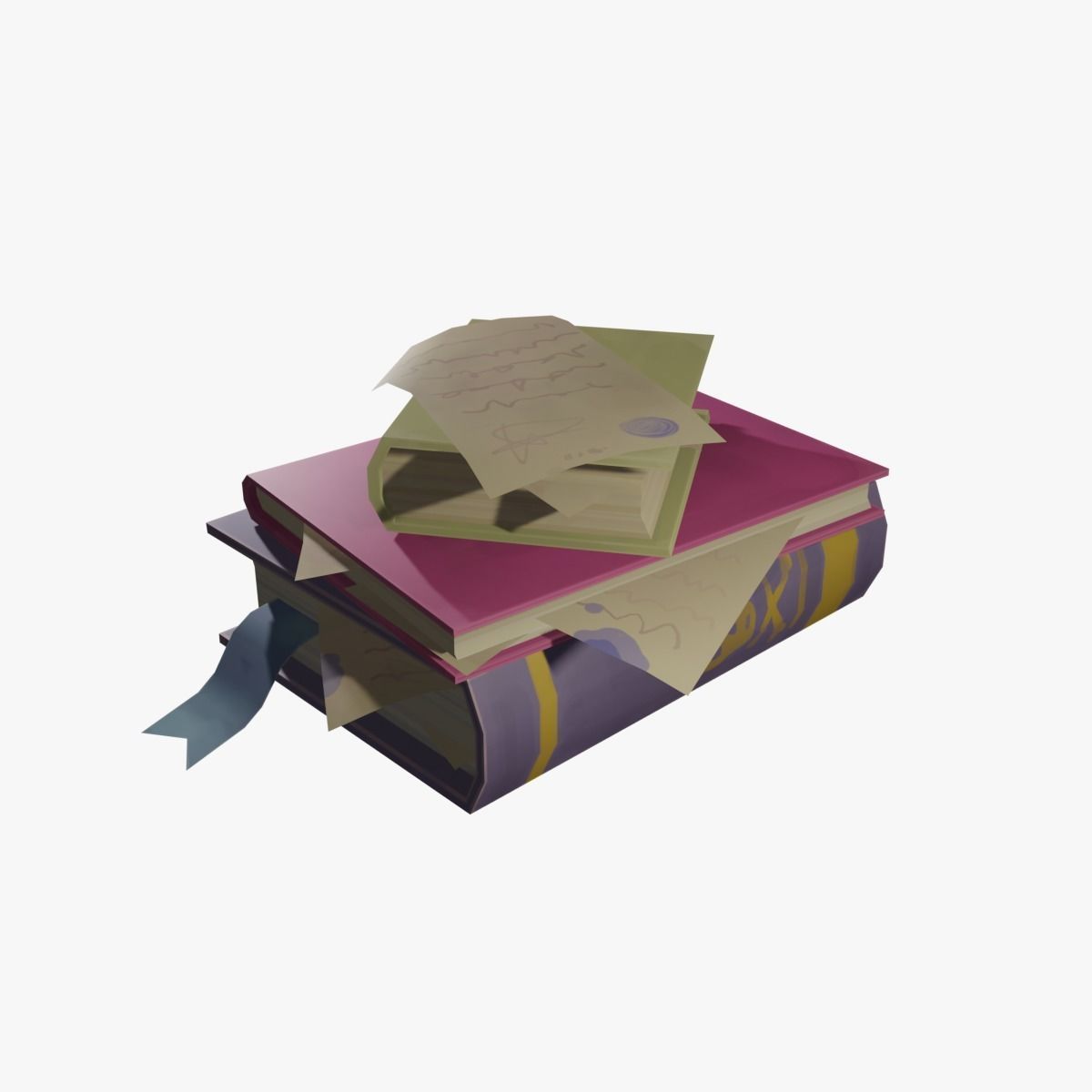 Stylized cartoon books with hand paint texture free VR / AR / low-poly ...