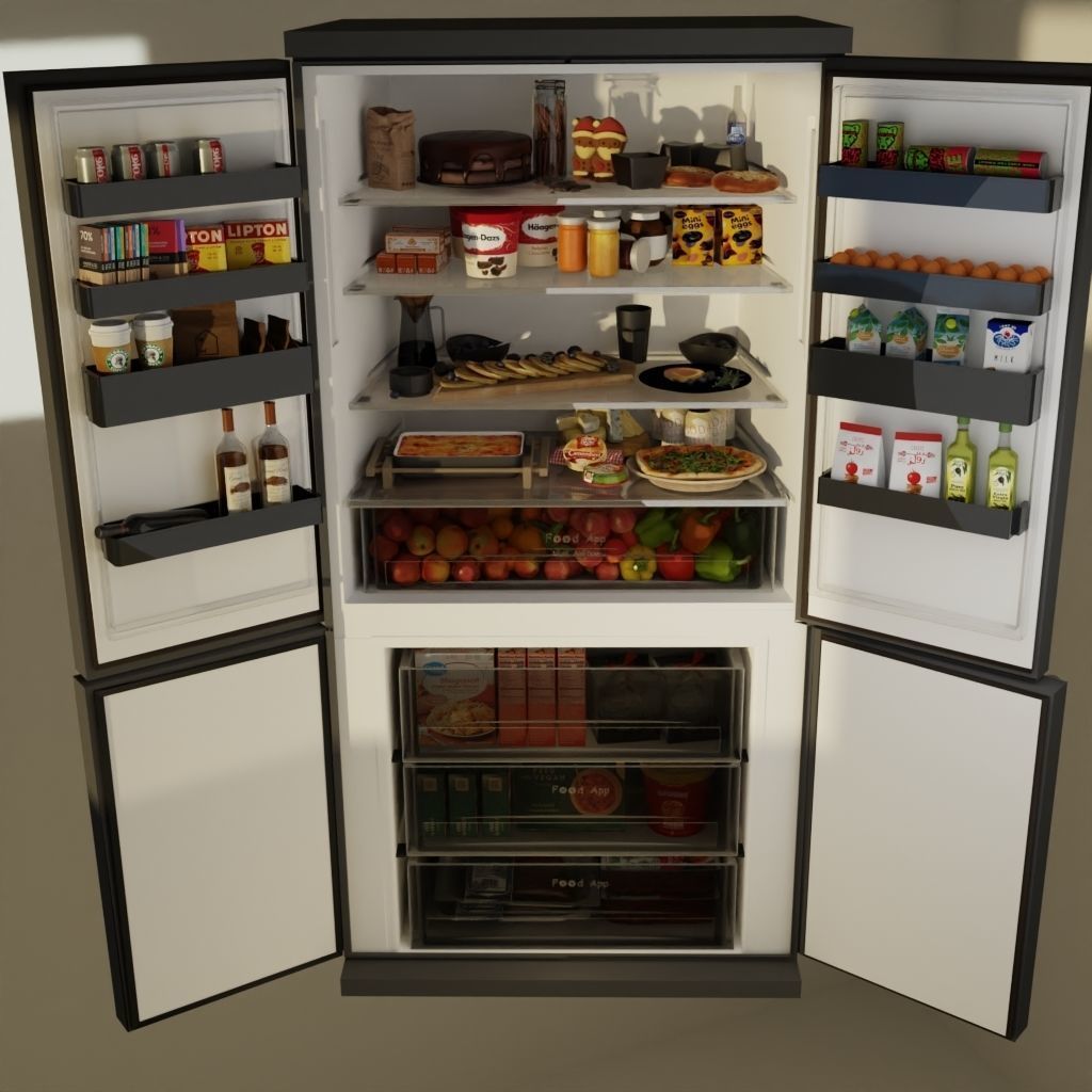 Fridge with products ANIMATED 3D model animated | CGTrader