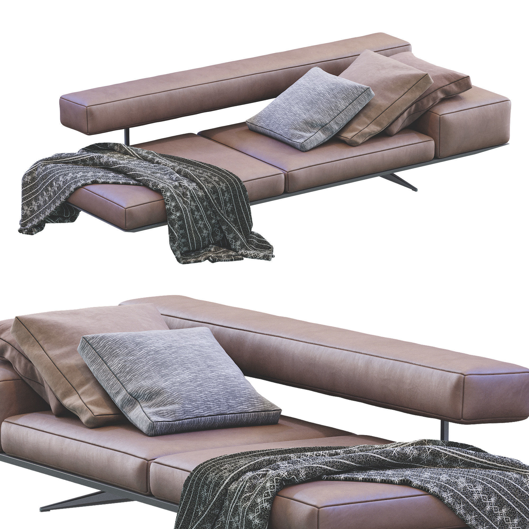 Sofa Wing Leather By Flexform 3D model | CGTrader