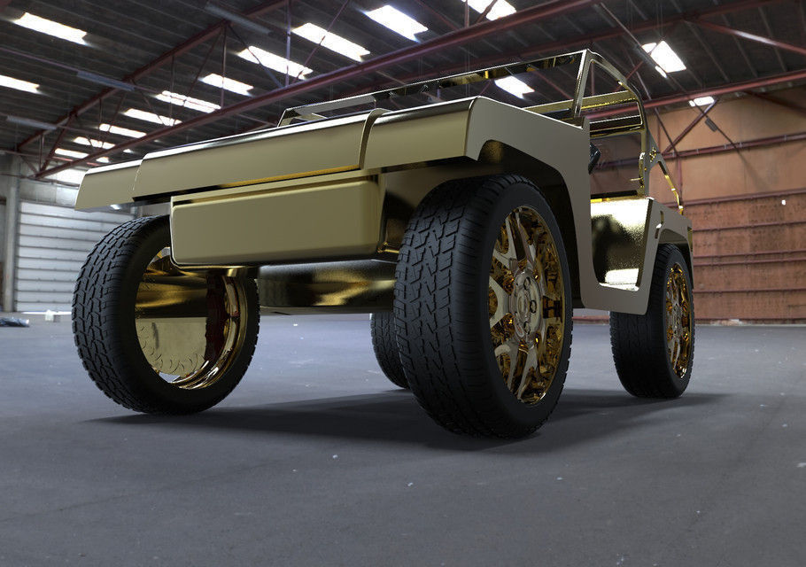 24K Gold Jeep Test free 3D model | CGTrader