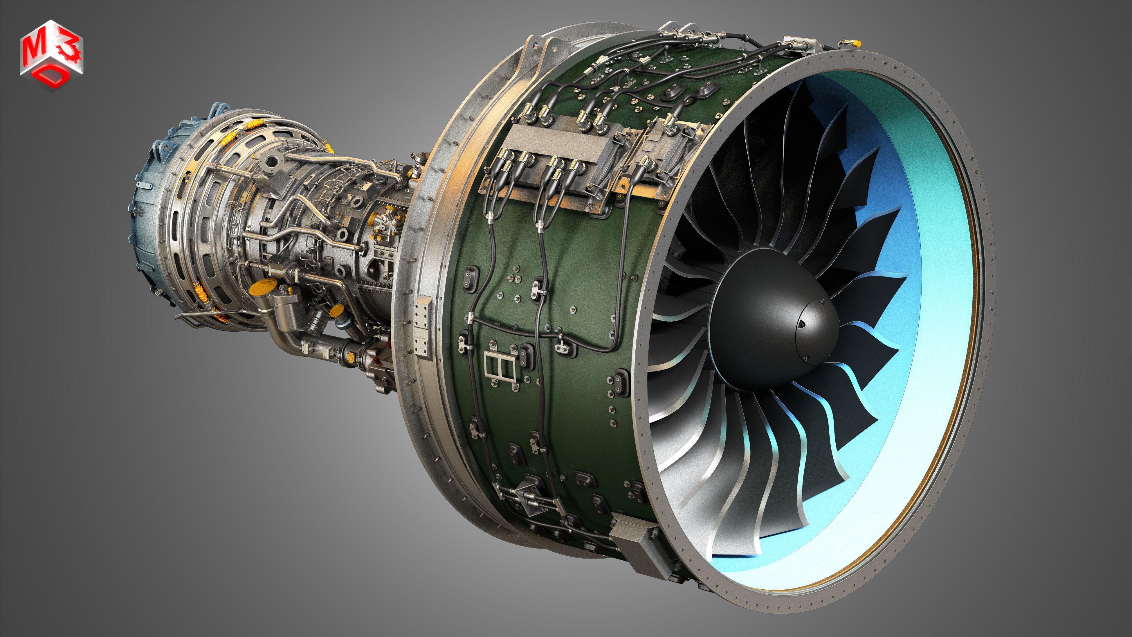 PW GTF Geared - PW F100 - 220 - Turbofan Engines 2 in 1 3D Model Collection | CGTrader