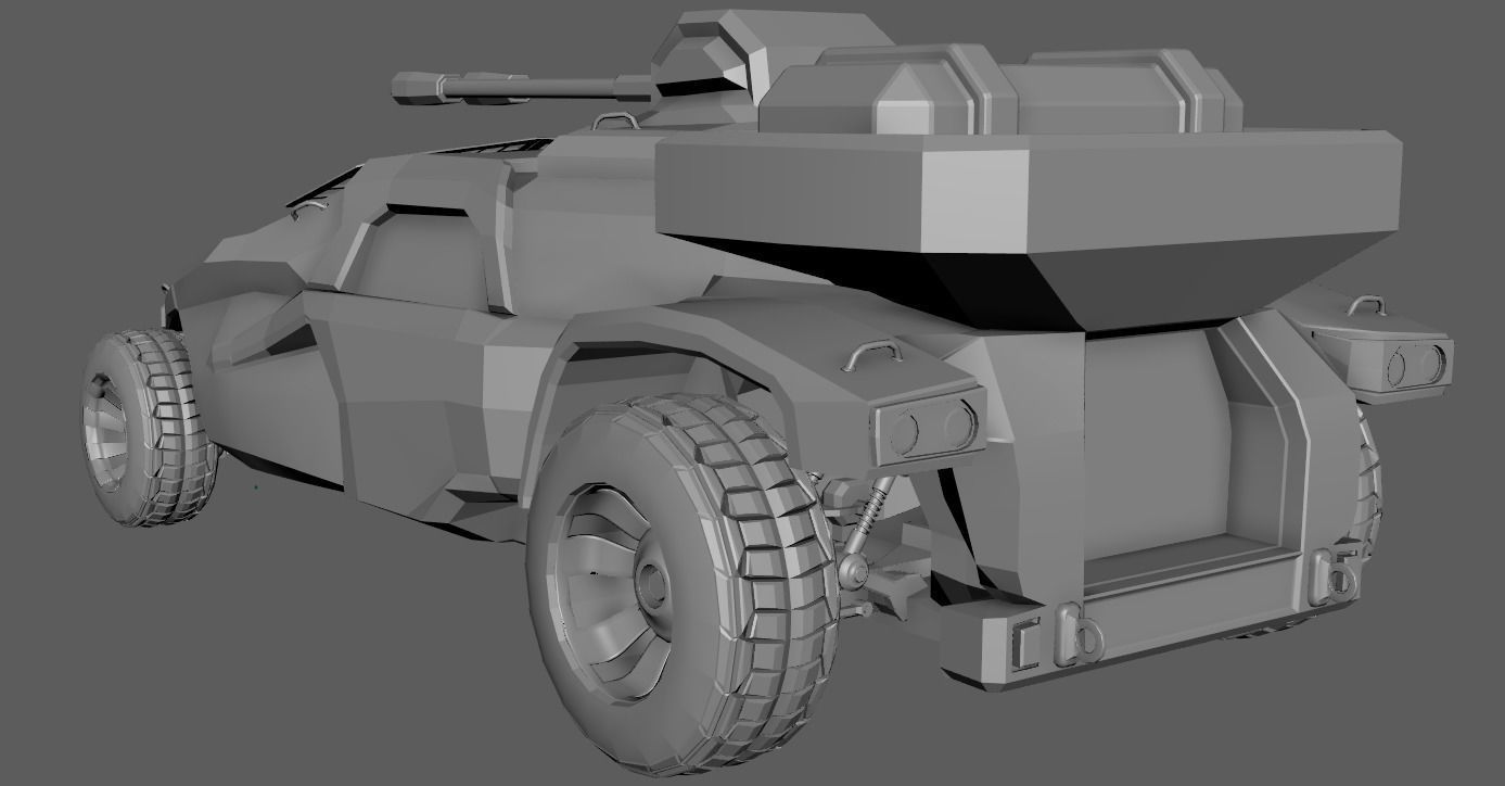 3D model LOWPOLY MILITARY FORTEX LIGHT TRANSPORT ARMED VEHICLE VR / AR ...