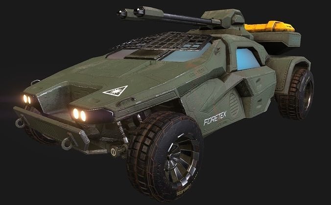 3D model LOWPOLY MILITARY FORTEX LIGHT TRANSPORT ARMED VEHICLE VR / AR ...